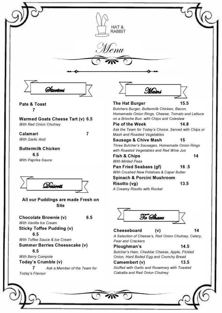 Menus - Hat and Rabbit