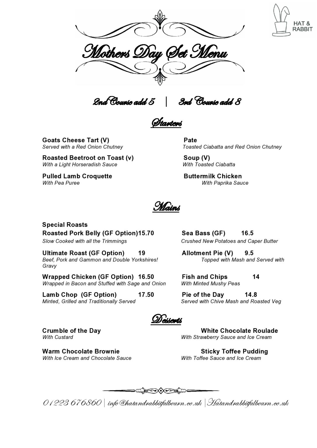 Menus - Hat and Rabbit